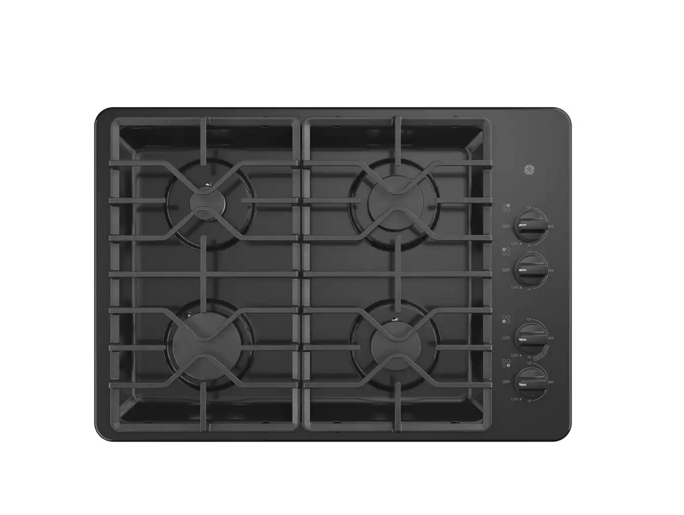 GE Model #JGP3030DLBB 30 in. Gas Cooktop in Black with 4 Burners Inclu ...